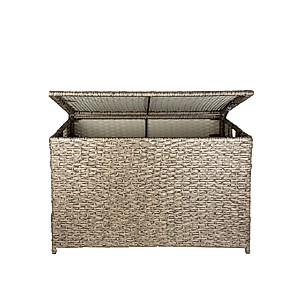 MOORLITER Wicker Storage Trunk, 42.3 Gallon (160L) Handwoven Wicker Chest, Large Wicker Basket with Lid, Wicker Trunk with Safety Hinge, Support 200 lbs, Rustic Brown