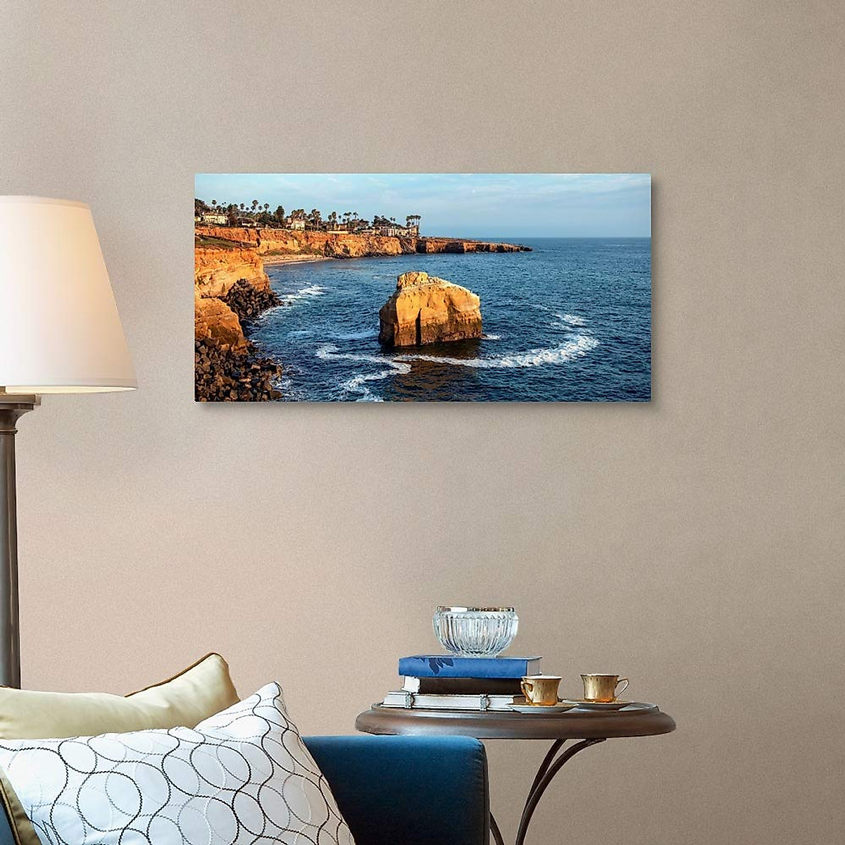 GREATBIGCANVAS Sunset Cliffs, San Diego, California Canvas Wall Art Print, Coastal Home Decor Artwork, 36"x18"x1.5"