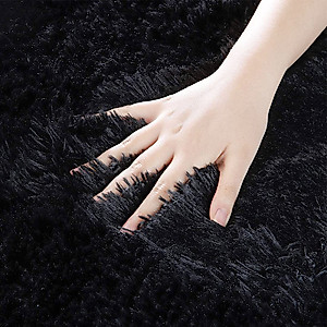 YOBATH Black Fluffy 5x7 Area Rugs for Living Room Bedroom, Soft Fuzzy Shaggy Carpet Shag Rugs for Girls Boys Kids Indoor Floor Nursery Dorm Room, Black