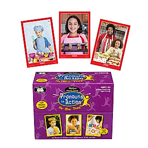 Super Duper Publications | Webber Photo Cards - Pronouns in Action - He, She, and They - Verb Flash Cards | English Grammar - Subjective Third-Person Pronouns | Educational Learning Materials