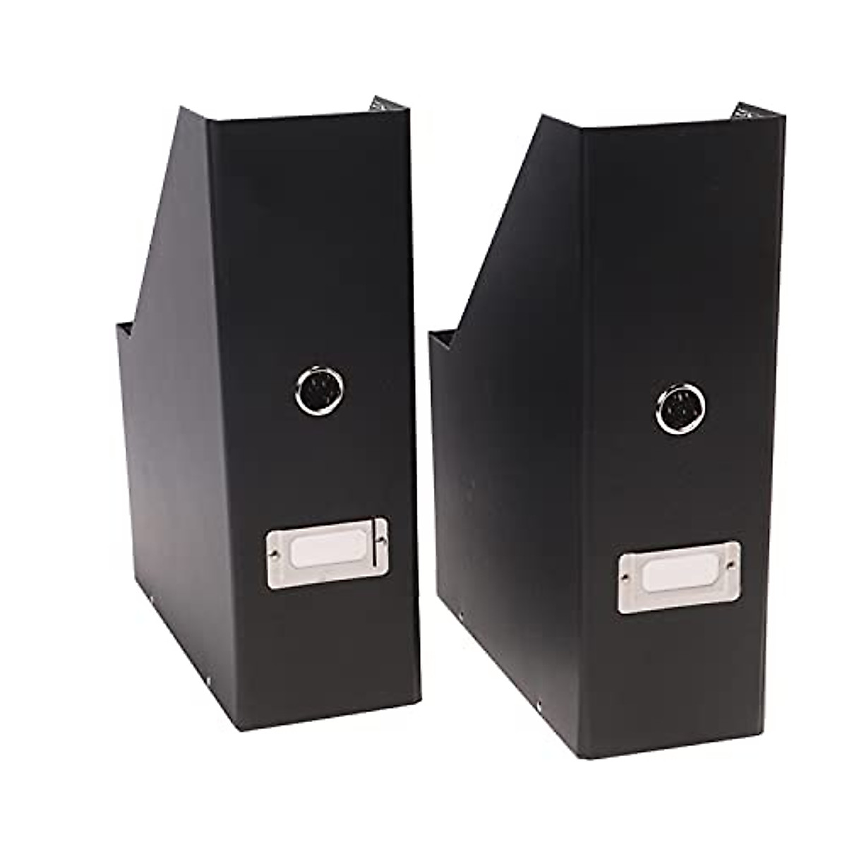 Snap-N-Store Storage Box - Pack of 2 Magazine File Boxes for Organizing, 12.25 x 3.88 x 9.75 Inch Storage Boxes w/Lids for Documents, Paper and Organizing, Back to School Supplies for Students, Black