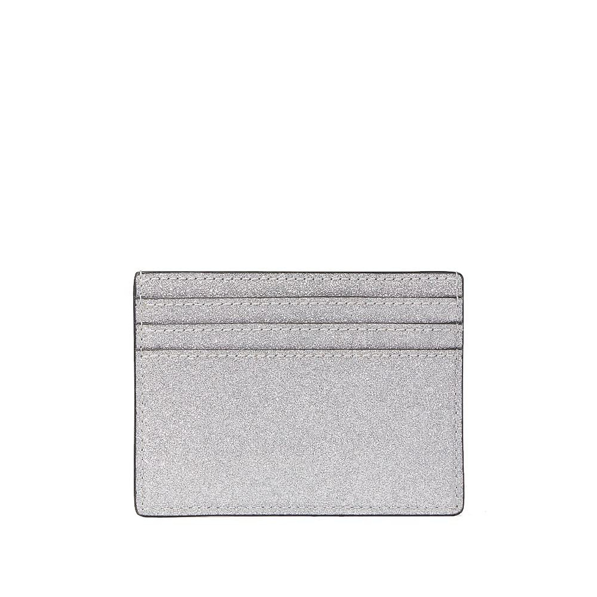 Kate Spade New York womens wallets Shimmy Glitter Boxed Small Cardholder (Lunar Light Silver)