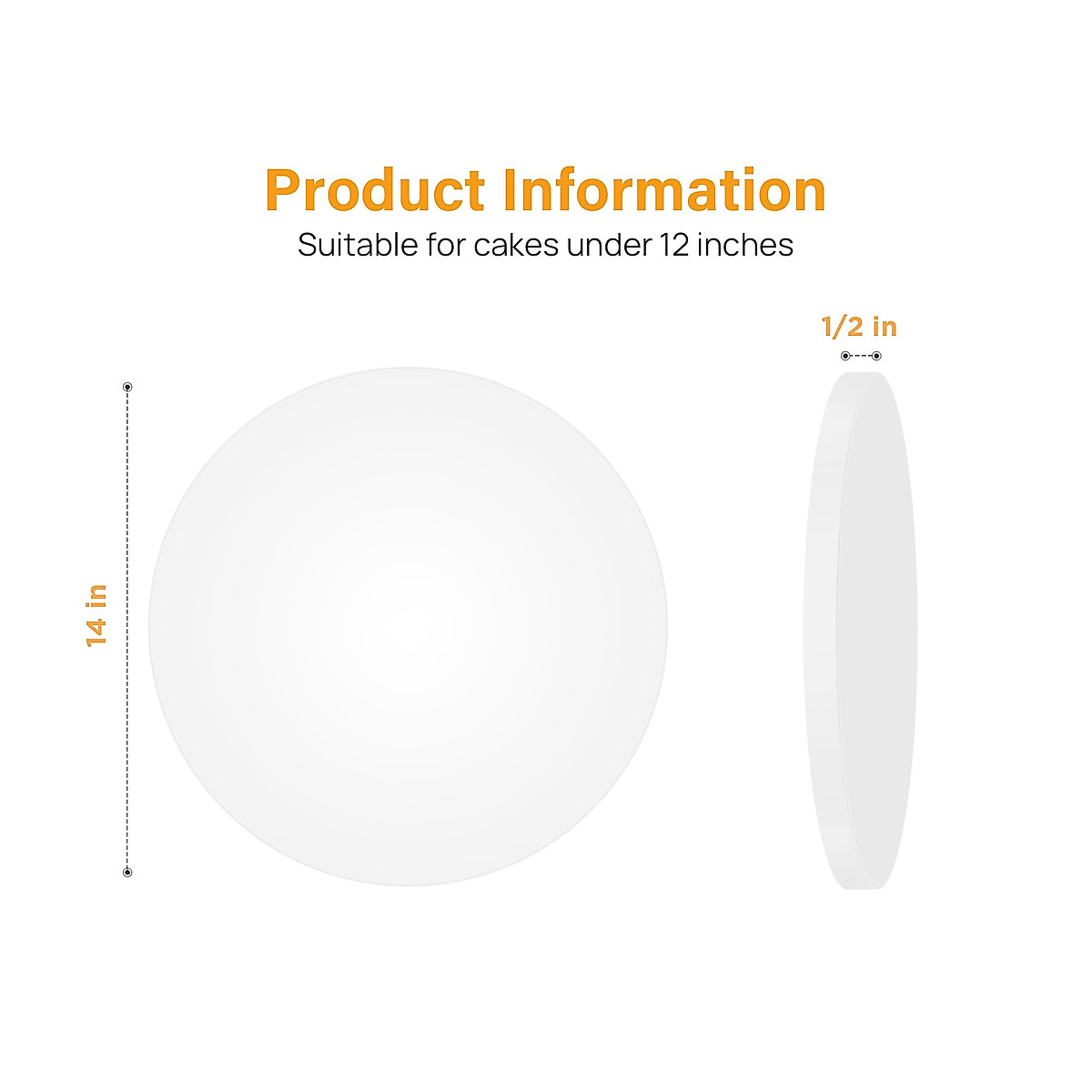 Kootek Cake Boards Drum 14 Inch Round, 1/2" Thick Cake Drums, Cake Decorating Supplies White 6-Pack Sturdy Cake Corrugated Cardboard for Multi-Layer Cakes