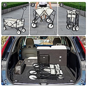 YSSOA Portable Rolling Folding Garden Cart with 360 Degree Swivel Anti-Slip Wheels & Adjustable Handle, 220lbs Weight Capacity, White