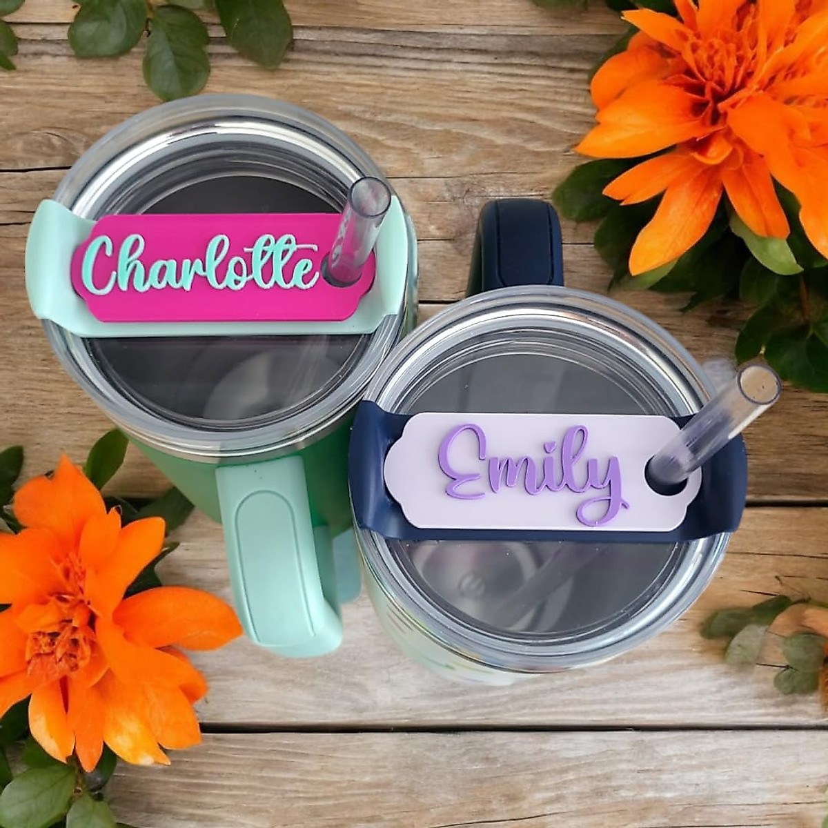 Personalized Colorful Tumbler Tag Name Plates for Stanley Quencher H2.0 (30, 40 Oz) - Customized Tumbler Cup Accessories, Unique Gifts for Teachers, Bridesmaids, Friends
