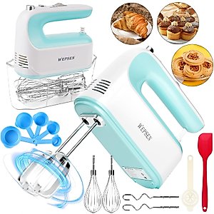 Hand Mixer Electric Handheld, 5-Speed Handheld Mixer, 380W Electric Mixer with Stainless Steel Whisk Beater Attachments, Snap-On Storage Case, Measuring Cups, Kitchen Cake Mixers for Baking Supplies