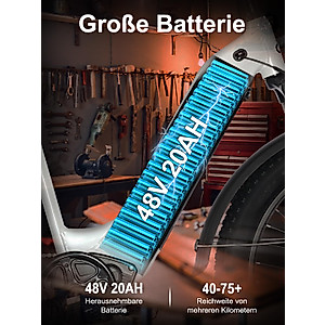 HAOQI Eagle Electric Bike, Peak 1000W Motor All-Terrain Ebike 48V 20AH Removable Battery up to 80 Miles 28MPH 26" * 4" Fat Tire Front Suspension Electric Mountain Bike for Adults 7-Speed