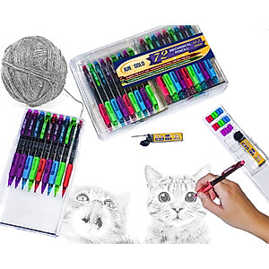 June Gold 72 Mechanical Pencils, 0.7 mm HB #2 Lead, 2 Lead Dispensers/w 220 Refills & 16 Erasers, Break Resistant Lead, Convenient Side Click & Soft Non-Slip Grip