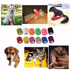 Kuanfine 12 Pack 2 Inches Self Adhesive Bandage Wrap Vet Wrap for Pets, Stretch Self Adherent Tape Cohesive Wrap for Athletic, Sports, Wrist and Ankle(Multi Colors)