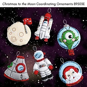 Bucilla Felt Applique 18" Stocking Making Kit, Christmas to The Moon, Perfect for DIY Arts and Crafts, 89527E
