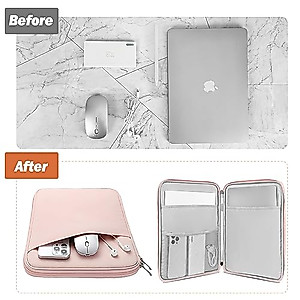 MoKo 12.9 Inch Tablet Sleeve Bag, Compatible with iPad Pro 12.9 M2 2022/2021/2020/2018/Pro 12.9 2017, Surface Laptop Go 12.4", Galaxy Tab S8+ 12.4", Waterproof Bag Carrying Case with Pocket, Pink