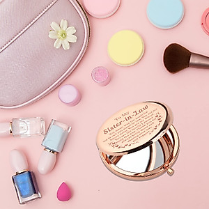 PLITI Sister in Law Compact Mirror Bonus Sister Gift Unbiological Sister Gift to My Sister in Law Inspirational Pocket Mirror (Sister-in-Law CMrg)