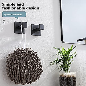 KOKOSIRI 12-Inch Single Towel Bar, Bathroom Towel Holder, Bath Towel Hook Square Robe Hook Coat Hook, Wall Mounted, SUS 304 Stainless Steel, Matte Black, B05A3-BK-L12