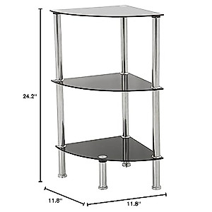 AVF S53-A Corner 3 Tier Shelving Unit in Black Glass & Chrome