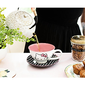 Silver Buffalo Sanrio Hello Kitty Ceramic Teacup and Saucer Set