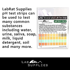 Plastic pH Test Strips, Universal Application (pH 0.0-14.0, 0.5 pH Intervals), 100 Strips