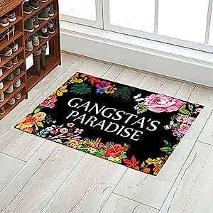 DAYLIPILLOW Gangsta's Paradise Flower Doormat Funny Welcome Mat Floor Mat Rug Outdoor Front Door Bathroom Mats Indoor 23.6" x 15.7"