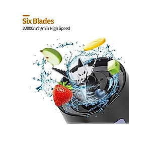 Portable Blender,Personal Blender for Smoothies and shakes with Rechargeable USB Port, 380ml mini Personal Size Blender with 6 Blades (black)