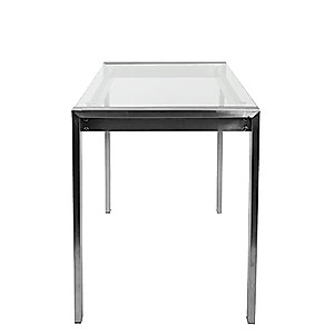LumiSource Fuji Contemporary Counter Table (Stainless Steel, Clear Glass)