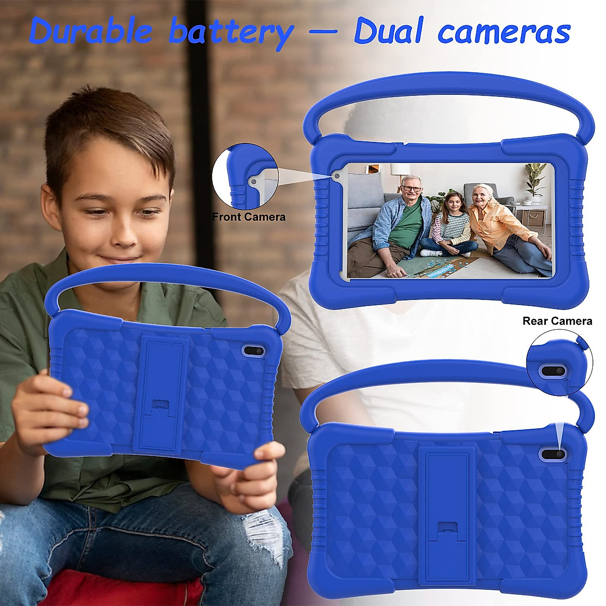 ATOZEE Kids Tablet 7 inch, Android 11 Toddler Tablets, Tablet for Kids 32GB Storage 2GB RAM, 1024x600 IPS HD Touchscree, Quad-Core Processor with WiFi Bluetooth Dual Camera (Blue)