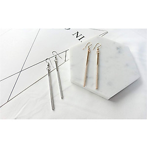 Gmillions Minimalist Vertical Long Bar Earrings Gold Silver Plated Drop Line Dangle Geometric jewelry for Women Girls set 2pcs (Gold+Silver)