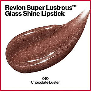 REVLON Super Lustrous Glass Shine Lipstick, Flawless Moisturizing Lip Color with Aloe, Hyaluronic Acid and Rose Quartz, Chocolate Luster (010), 0.15 oz