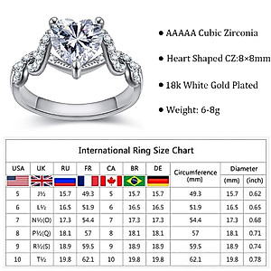 AOUCIA 18K Rose gold Plated Love Heart Cubic Zirconia Promise Halo Engagement Promise Eternity Valentine's Day Ring for Women Size 6-10 (Twisted-Silver Plated, 7)