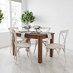 Merrick Lane Jessamine 46" x 30" Rectangular Antique Rustic Solid Pine Farm Dining Table