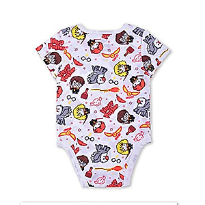 WARNER BROS’ Harry Potter 3 Pack Short Sleeve Creeper Bundle for Boys, Baby’s Bodysuit Set, Size 6M