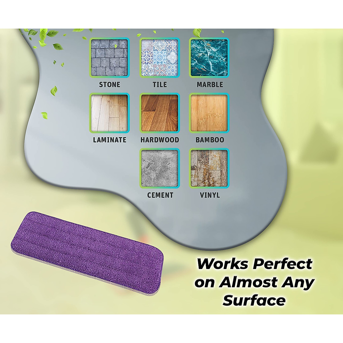 ARSUK Spray Mop Refill Pads Microfiber Replacement Heads Premium Wet/Dry Flat Mop Floor Cleaning Machine Washable Reusable 16 x 5.5 inches ( 3 Pack Purple)