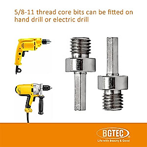 BGTEC Core Drill Bit Adapter for Threaded Diamond Hole Saw Core Drill Bit 5/8"-11 Male to 3/8" Shank for Core Drilling Grinding Disc