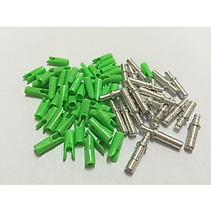 JIEXI HWYP Large Groove Pin Arrow Nocks Aluminum Arrow Nock Adapter Connector for ID4.2mm Arrow Pack of 50 (Nocks+Adapters)