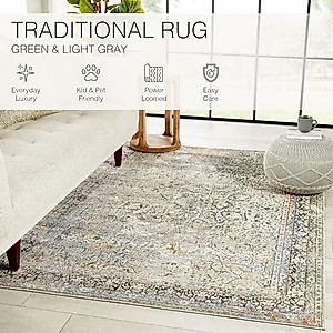 Jaipur Living Vibe Thayer 7'10"X10' Area Rug, Updated Traditional Green for Indoor Spaces