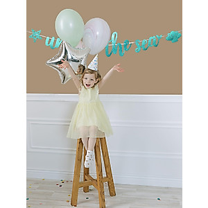 Zotemo Under the Sea Banner Blue Glitter Hanging Garland for Kids Mermaid Theme Birthday Party and Baby Shower Decorations