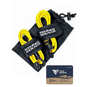 Rogue Endeavor Fishing Rod Leash & Kayak Paddle Leash Kit, Kayak Fishing & Paddle Boarding - 48" Shock Cord, Quick Release Clip, Neoprene Lined Strap and Carrying Bag (Set of 2) (Blaze Orange, 48)