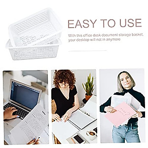 Tofficu 2pcs Storage Basket Document Letter Tray Plastic Folder Paper Storage Organizer Multifunctional File Basket Desk Tray Plastic Basket Tray Folder Basket Barbecue Desktop White Abs