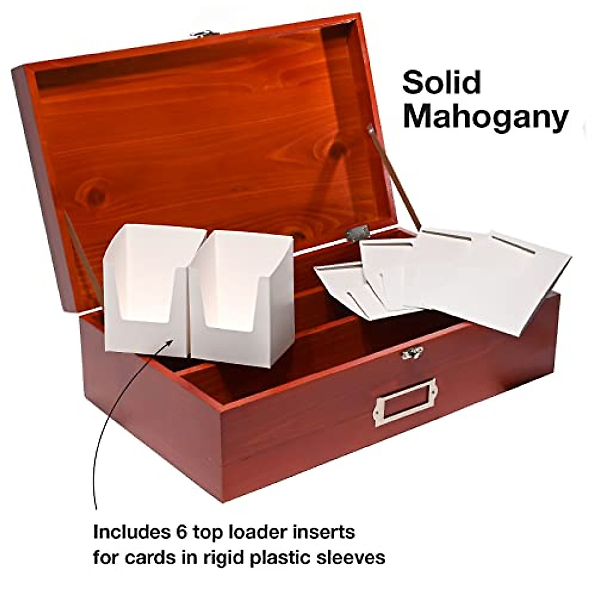 Excello Mahogany Wooden Card Collection Storage Box for Sports Cards, CCGs, and TCGs