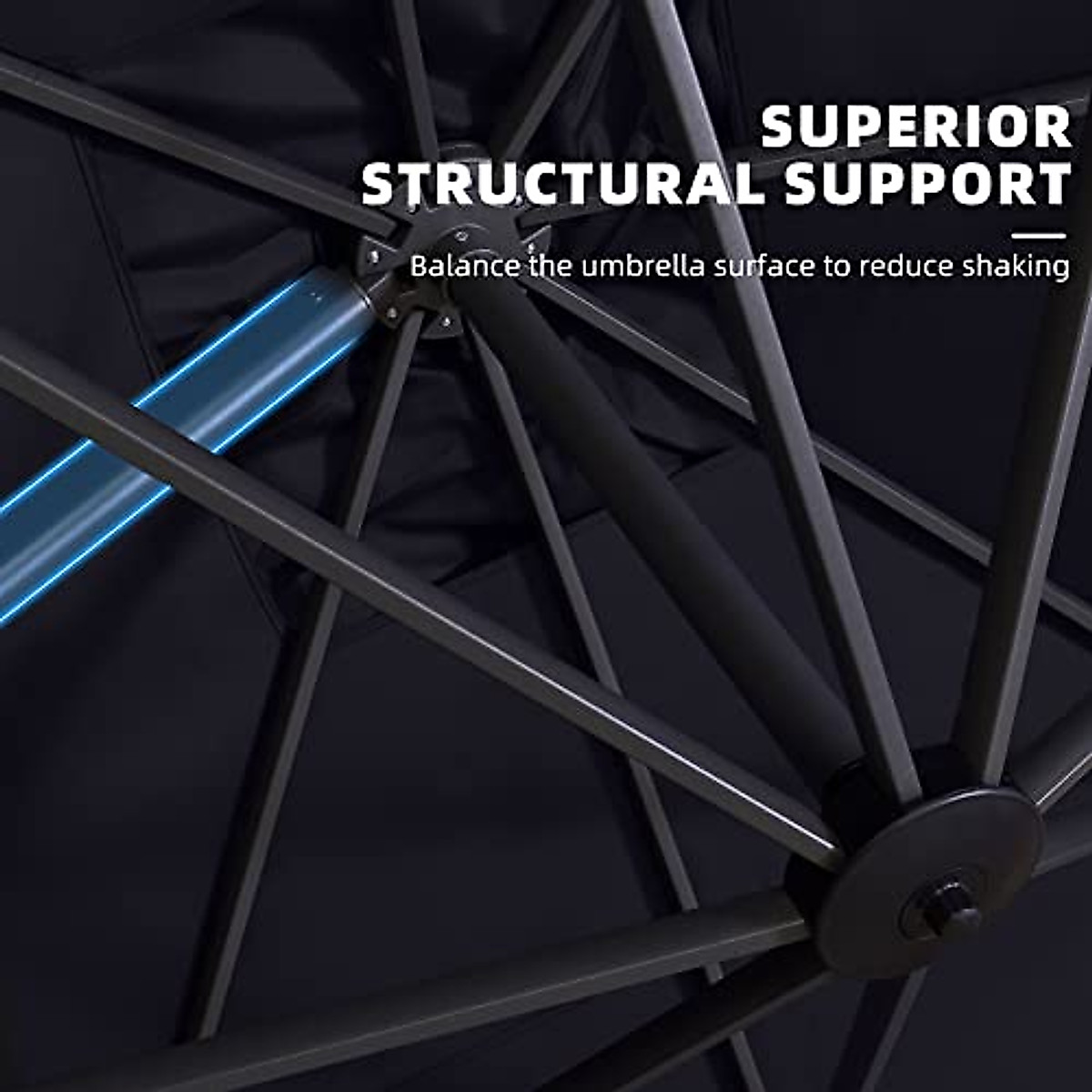 PURPLE LEAF 10' X 13' Patio Umbrella Outdoor Cantilever Rectangle Umbrella Aluminum Offset Umbrella with 360-degree Rotation for Garden Deck Pool Patio, Grey