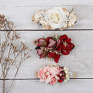 OAOLEER Baby Girl Floral Headbands Set - 3pcs Flower Headbands Newborn Toddler Hair Accessories