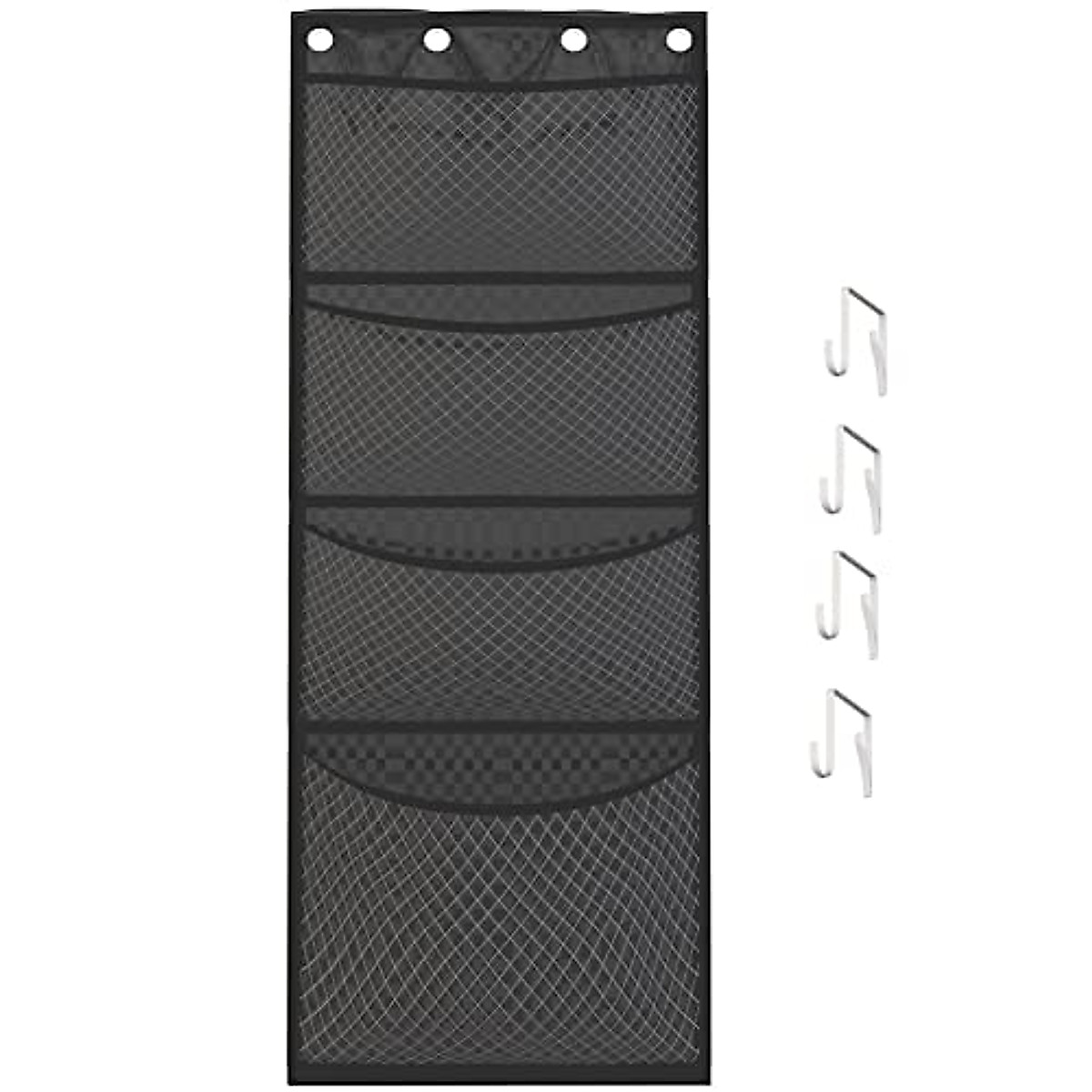 Stuffed Animal Storage, Over The Door Organizer Storage for Filling Stuff Toys, Stuffed Animals Holder with 5 Pockets, Foldable Hanging Storage Holder Storage Bag with 4 Compartments