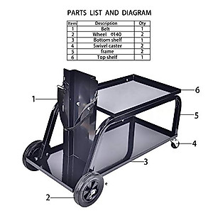 Universal MIG Welding Cart, Rolling Welding Cart with Wheels for TIG MIG Welder, 110Lbs Capacity,Black