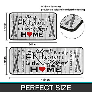 Sunopas Farmhouse Kitchen Rug 2 Pieces Set, Washable Non-Slip Kitchen Sink Rustic Decor Carpet, Home Water Absorb Microfiber Cushioned Kitchen Floor Standing Mats 17"x47"+17"x30"