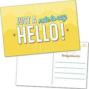 50 Hello Postcards - Bulk Postcards for Kids, Friends, Students, Teacher and More - Say We Miss You, Thinking of You, Thank You, Happy Birthday, Just a Note to Say Hi, Welcome, Summer Camp Greetings - Blank 4x6” Post Cards Pack