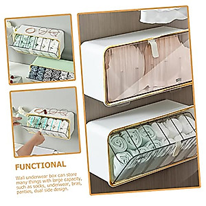 CAXUSD 1 Set Wall Hanging Sock Box Wardrobe Cabinet Clear Organizer Drawers Closet Drying Rack Underwear Cabinet Organizer Compartment Underwear Organizer Wall Drawer Organizer Bra Abs