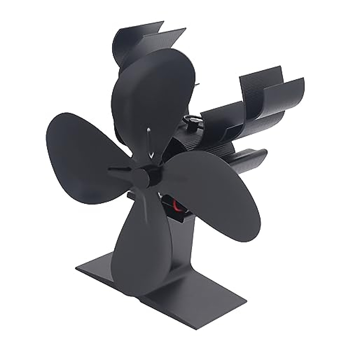4 Blade Heat Powered Stove Fan Large Air Volume Fireplace Wood Stove Fan Non Electric Eco Fan Low Noise Aluminum Alloy Black