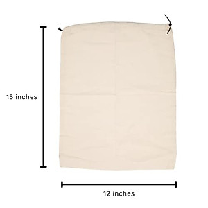 Muslin Storage Bags - 100% Organic Cotton Storage Bags with Drawstring - Perfect Toy Storage Bags - Shoe Storage Bags During Travel - Cloth Storage Bags for Handbags, Purses, & Sneakers - Dust-proof and Lint-free (3 Small: 15"x12")