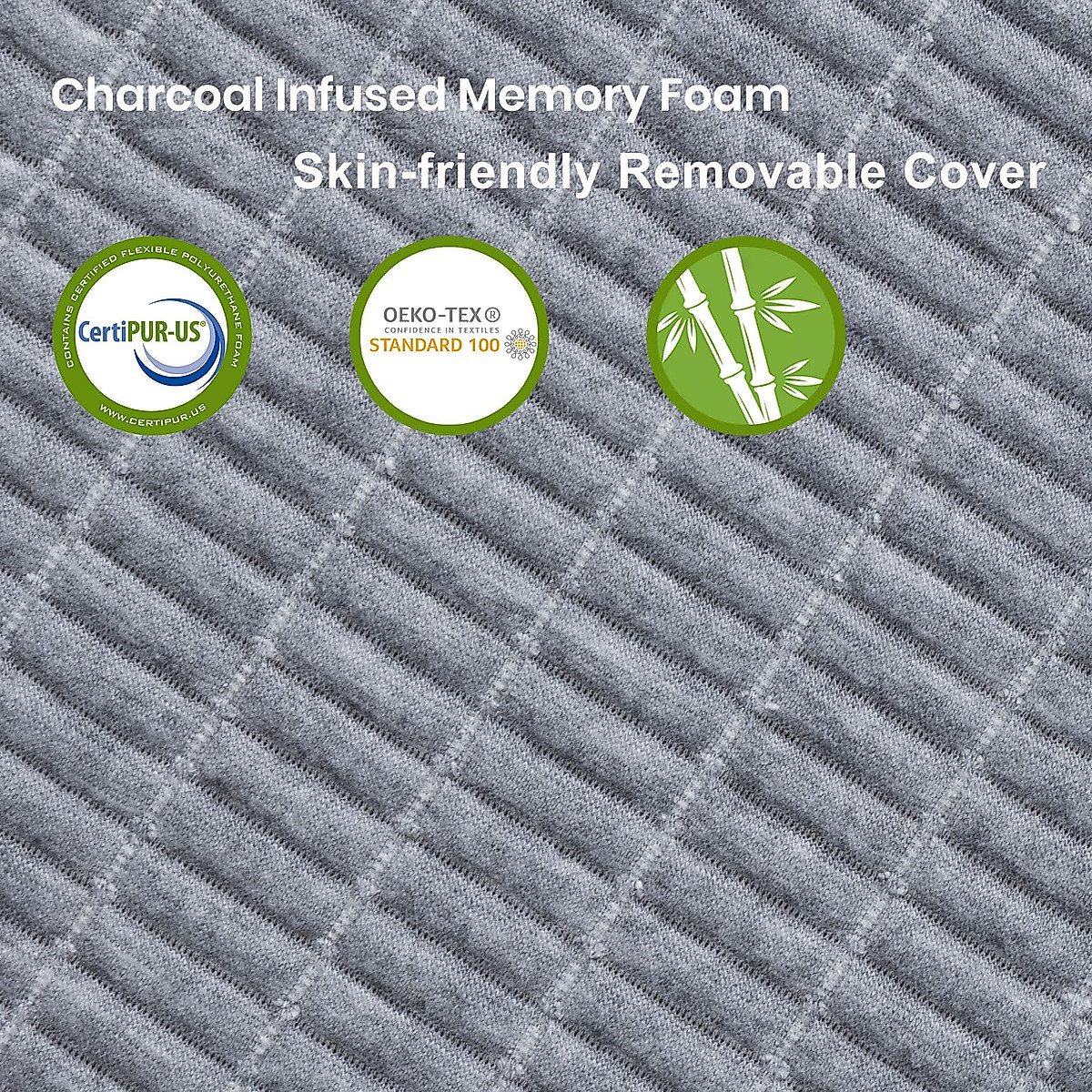 Firm Mattress Topper, Memory Foam Mattress Topper 4 Inch King Size, Mattress Pad Cover for Back Pain Relief, Removable Charcoal Bed Topper with CertiPUR-US Certified