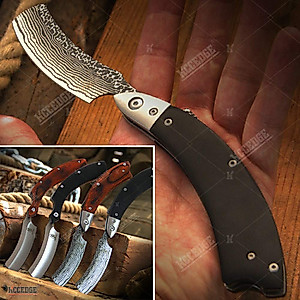 KCCEDGE BEST CUTLERY SOURCE EDC Pocket Knife Camping Accessories Razor Sharp Edge Folding Knife Camping Gear Survival Kit 57864 (Black Damascus Etched)