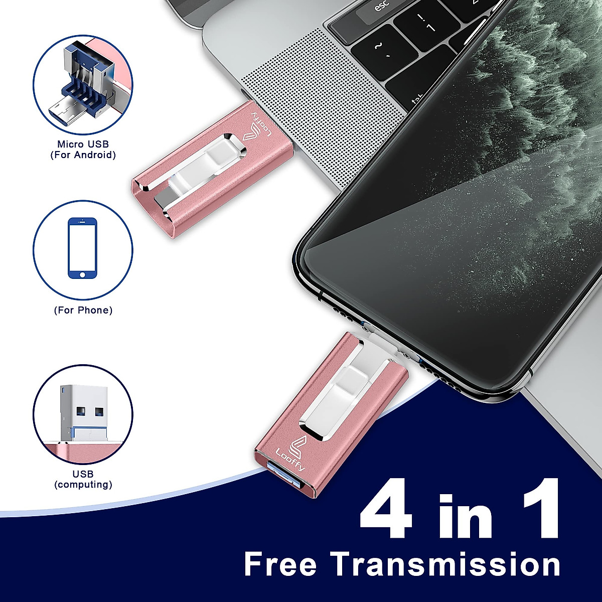 USB 3.0 Flash Drive, V-Star Photo Stick 128GB for Photos, Photostick Thumb Drive Compatible with Phone/iPad/iOS/Android/Mac/PC (Pink 1)