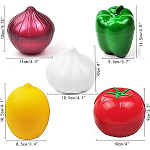 OUKEYI 5Pieces Fruit and Vegetable Storage Containers Reusable Refrigerator Box Storage Bowls Saver Holder Keeper for Green pepper,